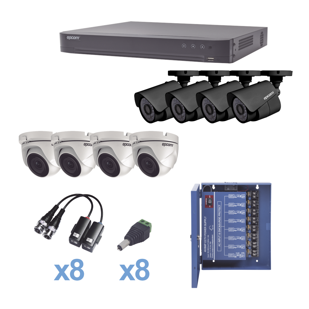 Kit Turbohd 1080p Dvr 8 Canales 4 Cámaras Bala Exterior 2 8 Mm
