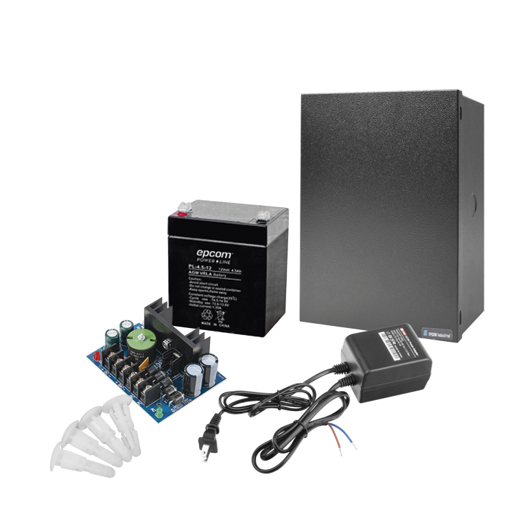 Kit con fuente ALTRONIX de 12 Vcd a 4 Amper, incluye transformador y batería de 4.5 Amper ...